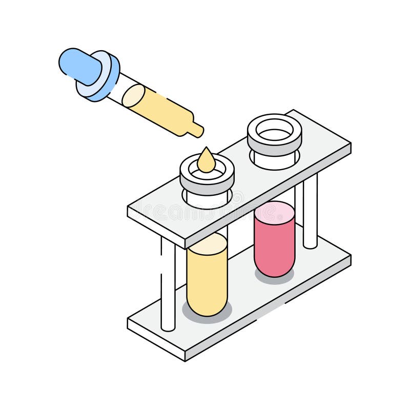 An Icon of Lab Reaction Designed in Isometric Outline Style Stock ...