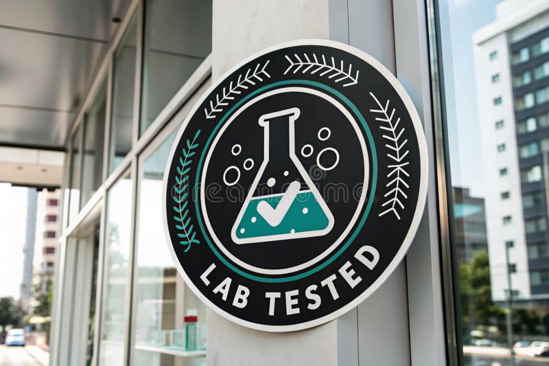 Icon of a Lab Tested Scientific Flask with Bubbles and a Checkmark ...