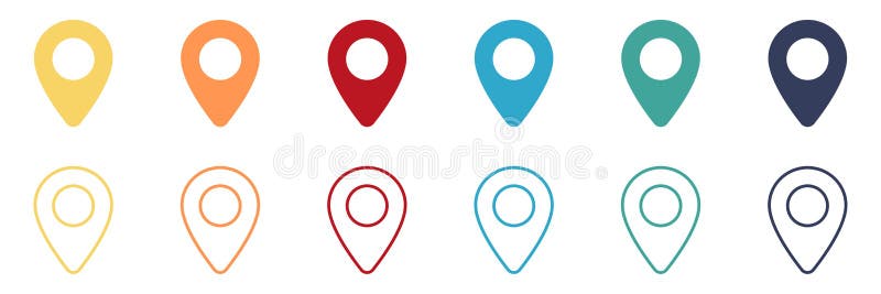 Icon, Label on the Map. Set of Multicolored Icons Stock Illustration ...