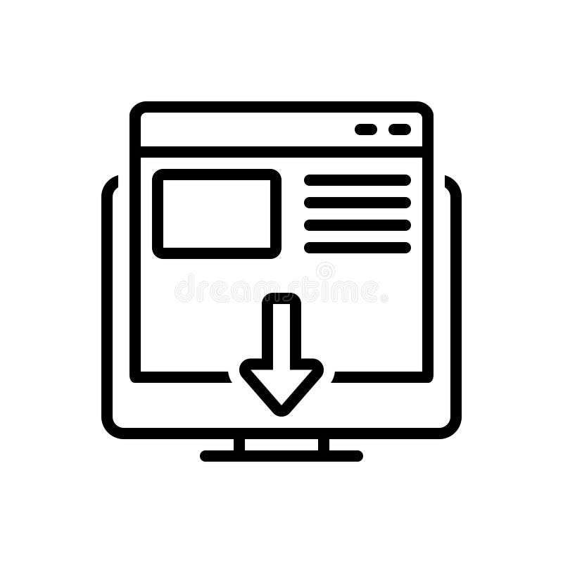 Black Line Icon for Landing Page, Landing and Page Stock Vector ...