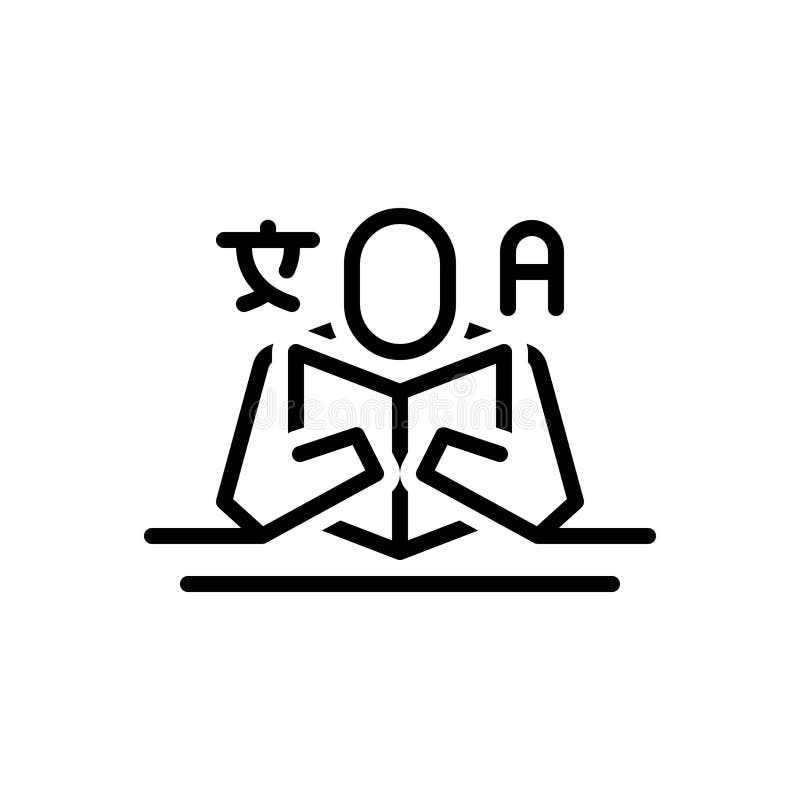 Black Line Icon for Language Learning, Language and Student Stock ...
