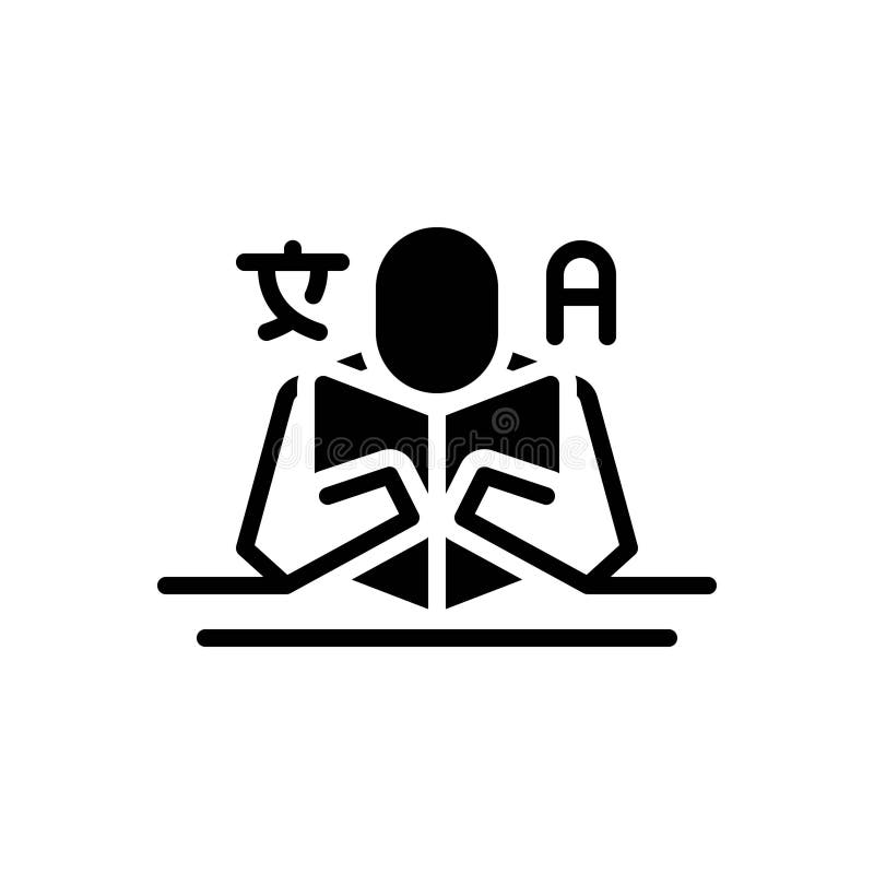 Black Solid Icon for Language Learning, Language and Student Stock Vector - Illustration of logo ...