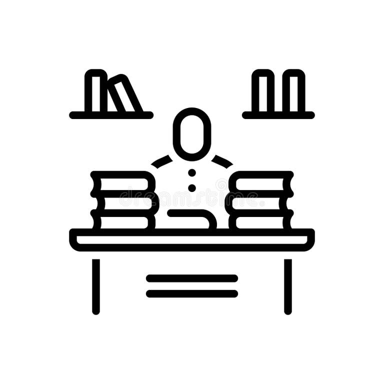 Black Line Icon for Librarian, Book and Education Stock Vector ...