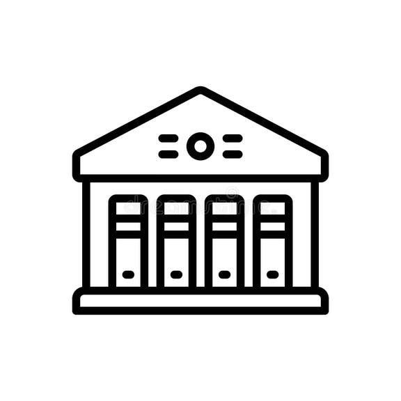 Black Line Icon for Libraries, Bookcase and Bookshelf Stock Vector ...