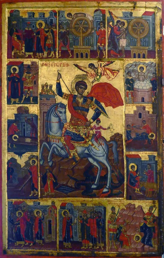 Icon of Life of St George, Dragonslayer Editorial Stock Photo - Image ...