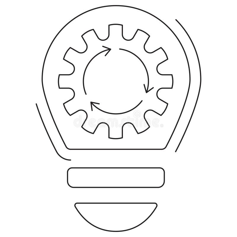 Icon of a Light Bulb with a Gear and Circular Arrows Inside Stock ...