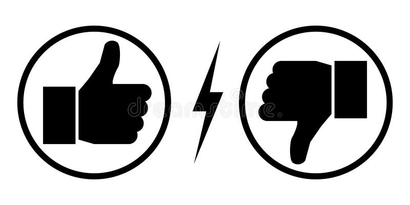 Like and Dislike Icon Thumbs Up and Down Black Vector Icons Buttons for ...