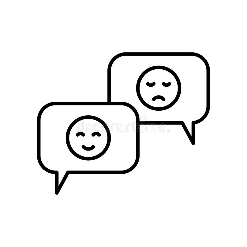 Icon Line Bubble Chat with Sad and Happy Emoji Stock Vector ...