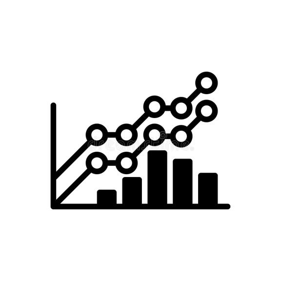Black Solid Icon for Line Chart, Graph and Progress Stock Vector ...
