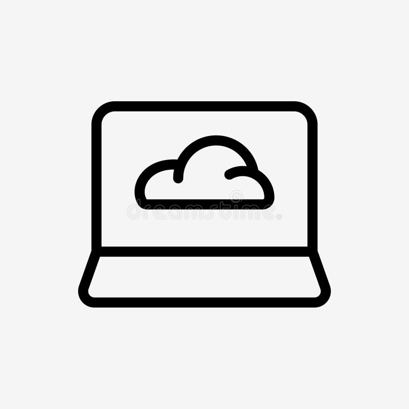 Icon Line Cloud System and Laptop Computer. Stock Vector - Illustration ...