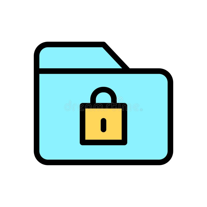 Icon folder lock stock vector. Illustration of line - 344018119