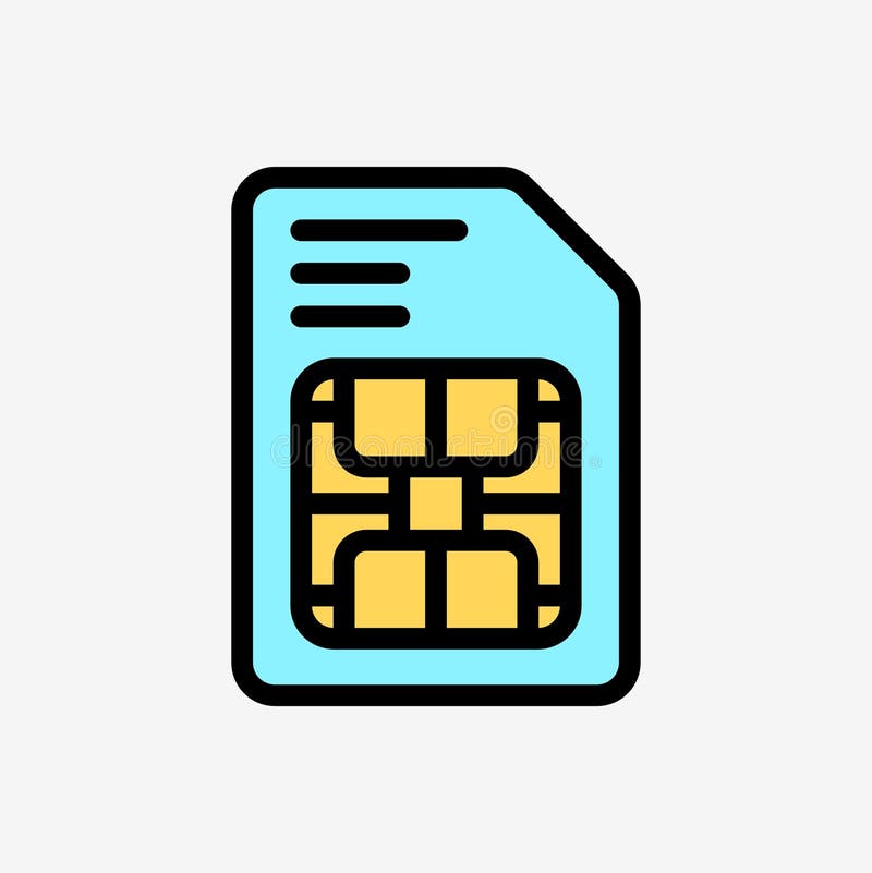 Icon Line Color Simcard Smartphone. Stock Illustration - Illustration ...