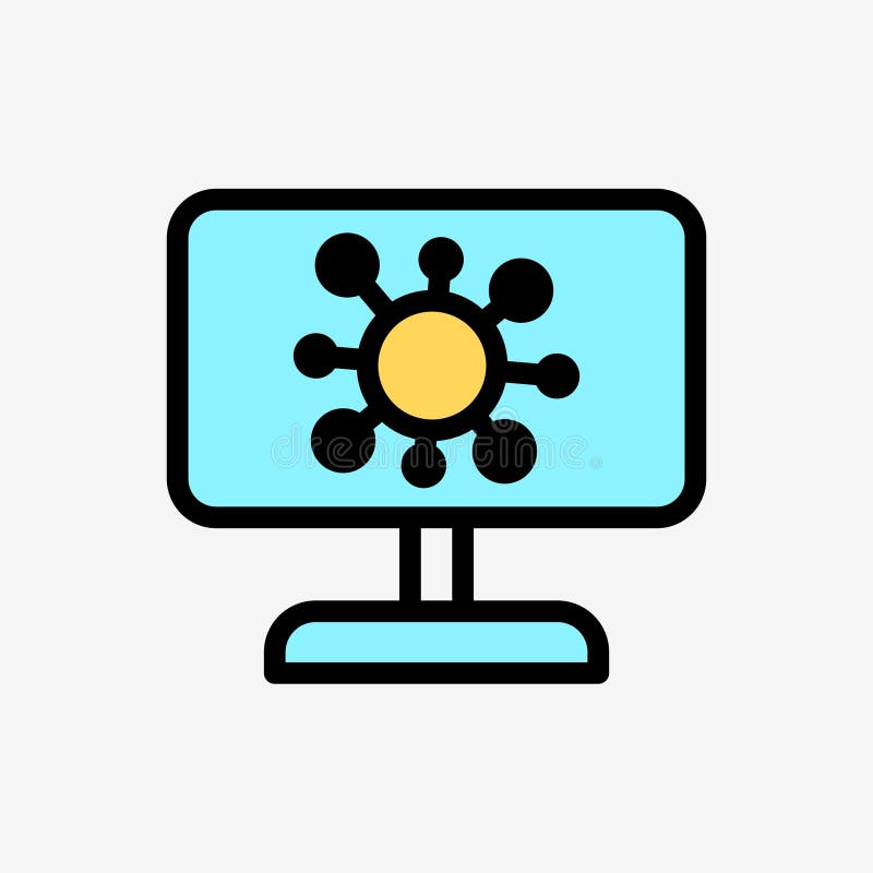 Icon Line Color Virus on Computer or Desktop. Stock Vector ...