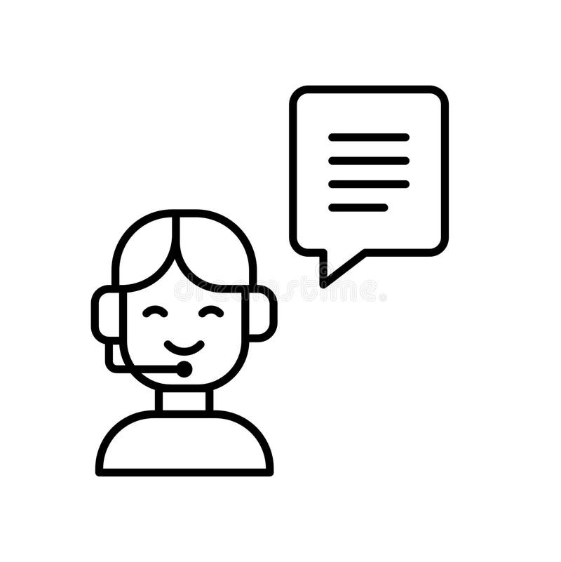 Icon Line Customer Service and Bubble Chat Stock Vector - Illustration ...