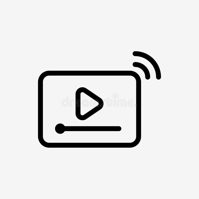 Icon Line Online Streaming Video with Wifi Connectivity. Stock Vector ...