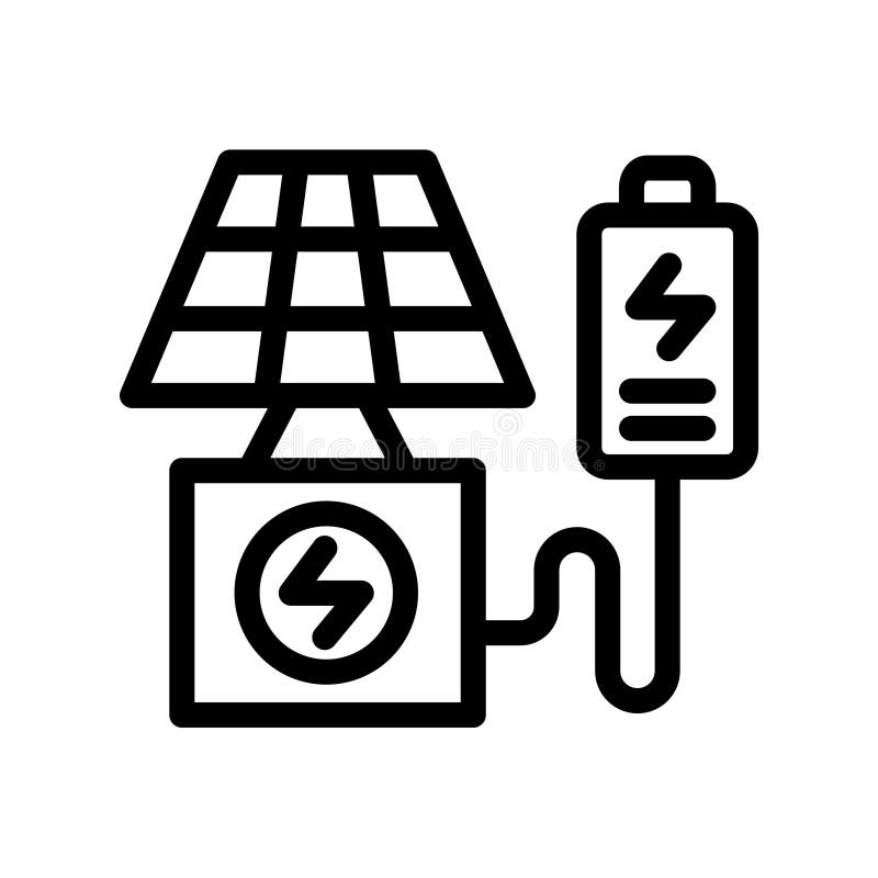 Icon Line Solar Panel Charging Battery. Outline Icon Concept Stock ...