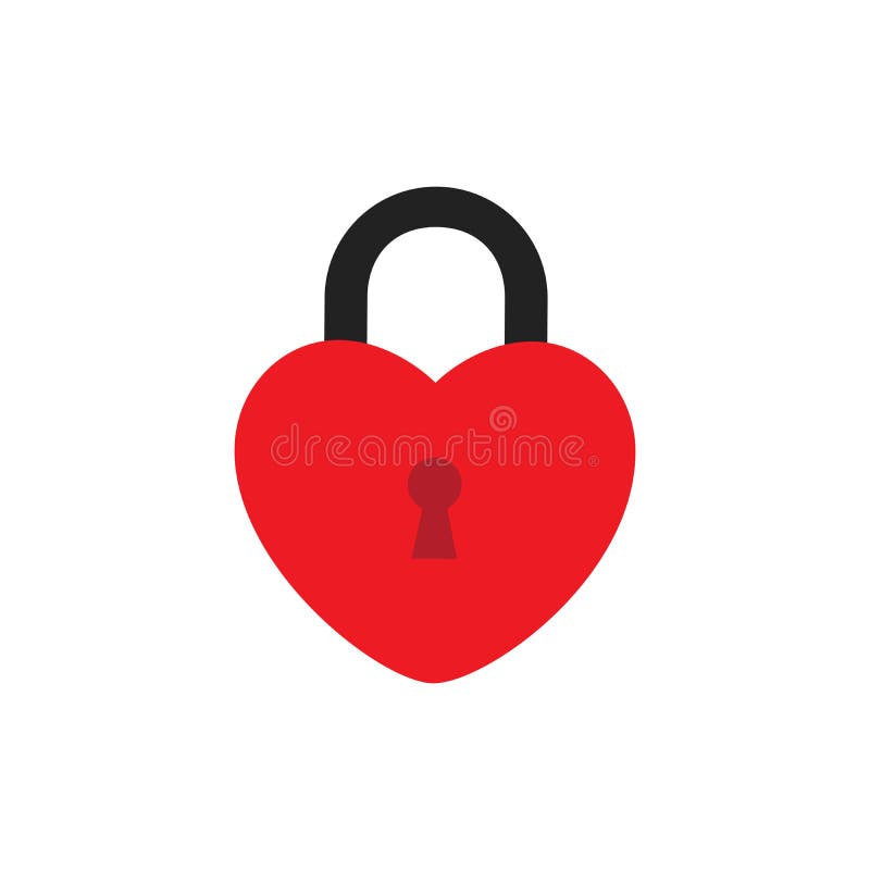 Icon of Locked Heart Shape Lock on White Background. Locked and ...