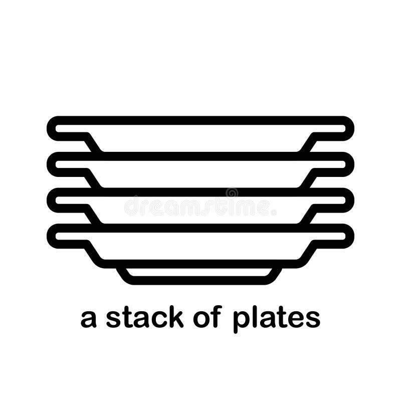 Stack of Clean Plates Line Icon. Pile of Plates Vector Illustration ...