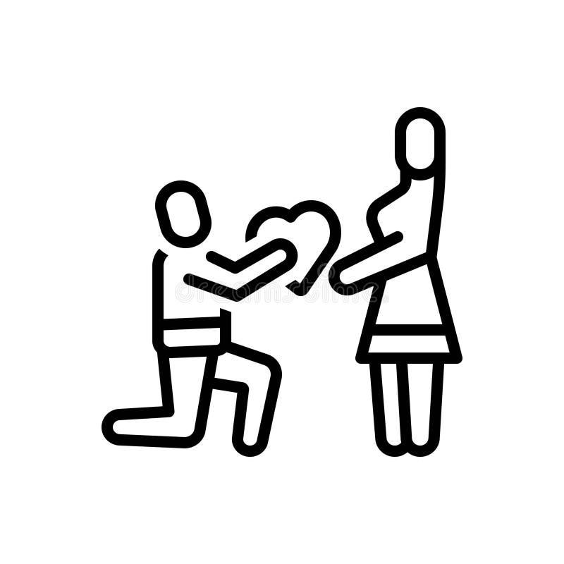 Black Line Icon for Love, Affection and Partner Stock Illustration ...