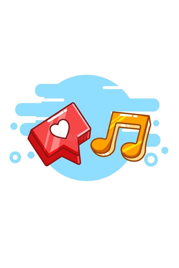 Icon Love with Music Notes Cartoon Illustration Stock Vector ...