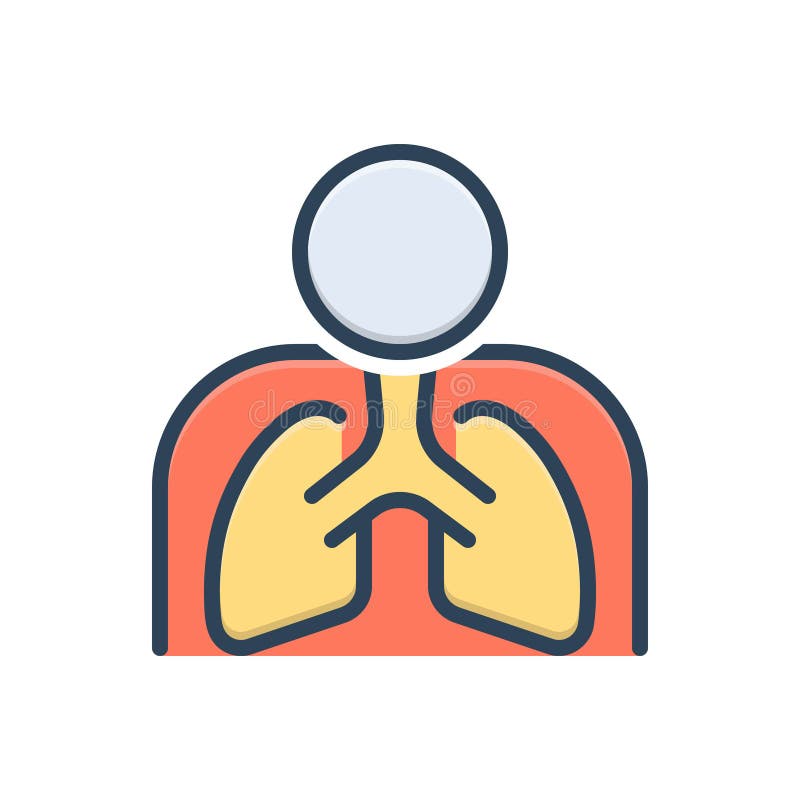 Color Illustration Icon for Lung, Breath and Human Stock Illustration ...