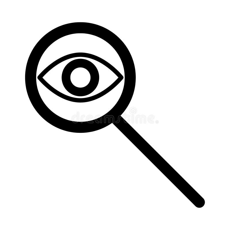 Icon with Magnifier with Eye. Thin Line Icon Set. Vector Illustration ...