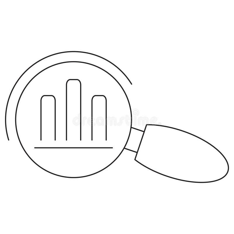 Icon of a Magnifying Glass with a Bar Chart Inside Stock Illustration ...
