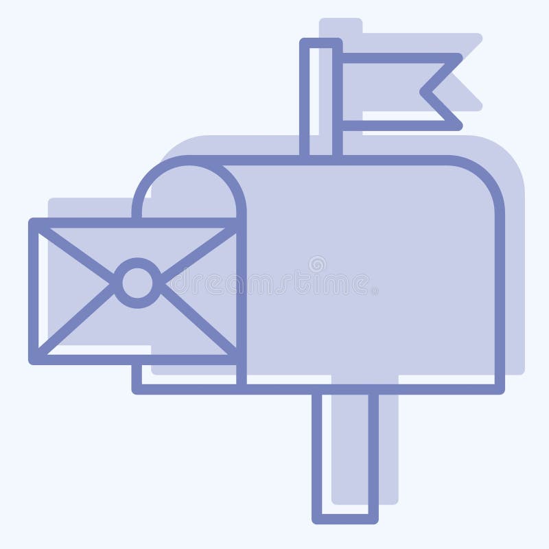 Icon Mail Box. Related To Post Office Symbol. Two Tone Style. Simple ...