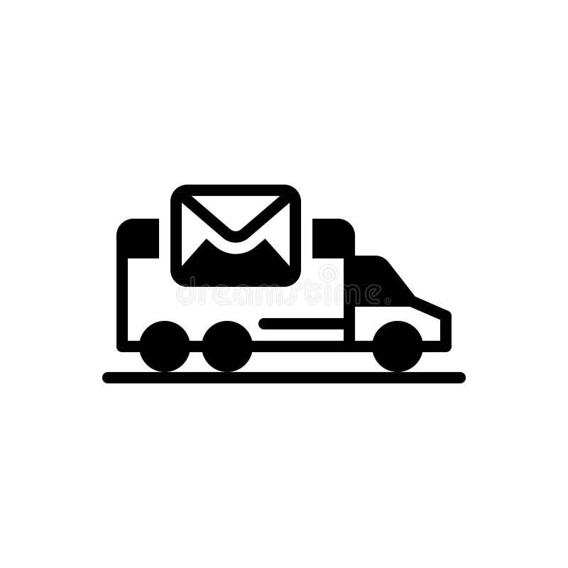 Black Solid Icon for Mail Delivery, Mail and Carrier Stock Illustration ...