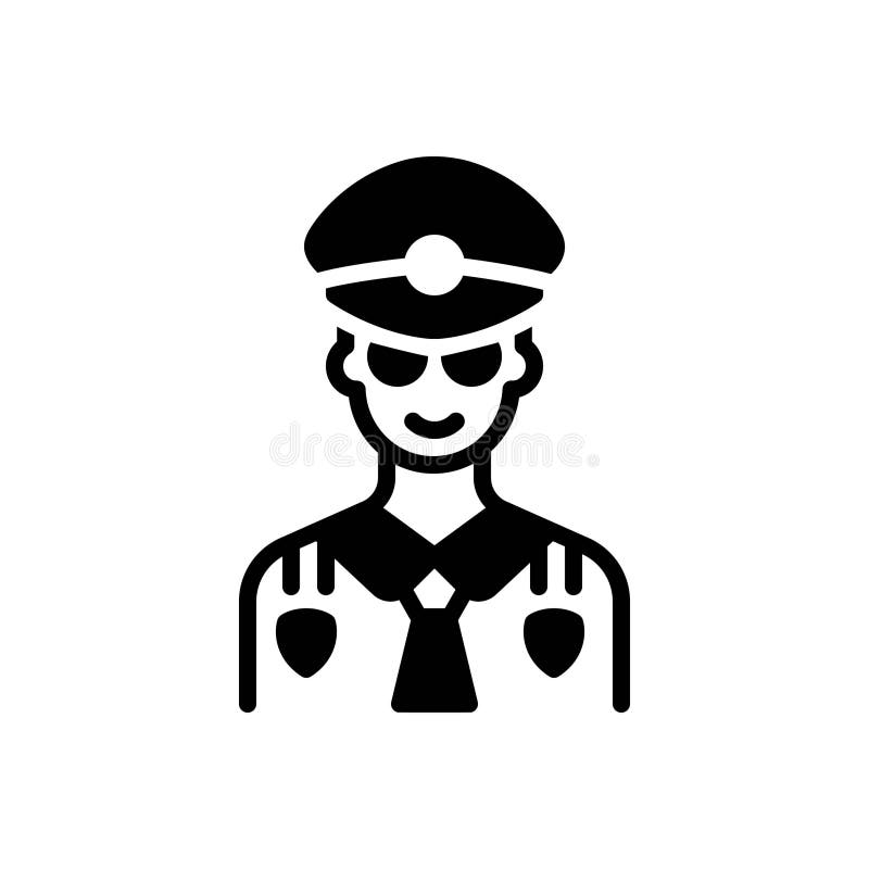 Black Solid Icon for Major, Police Officer and Security Stock Vector ...