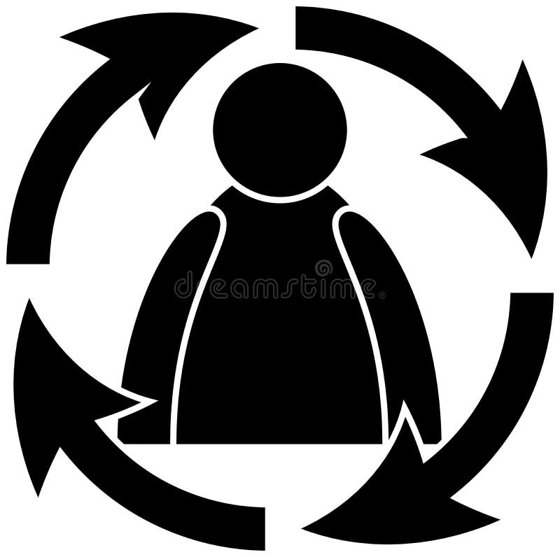 Icon - Man with Arrows in Circle Around Him Stock Vector - Illustration ...