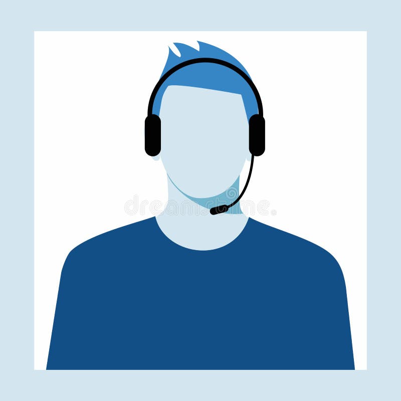 Icon of a Man with a Headset from the Technical Support. Men Avatar for ...