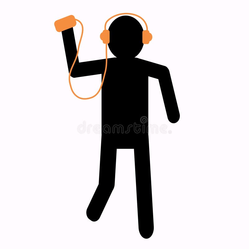 Icon man hearing music stock illustration. Illustration of youth - 3584346