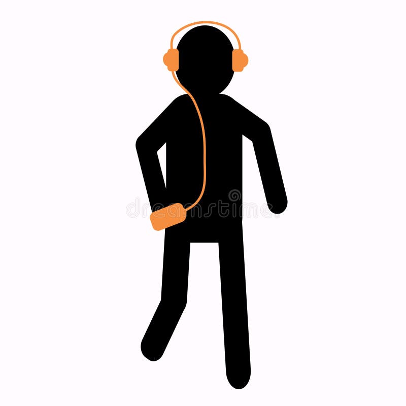 Icon man hearing music stock illustration. Illustration of black - 3584446