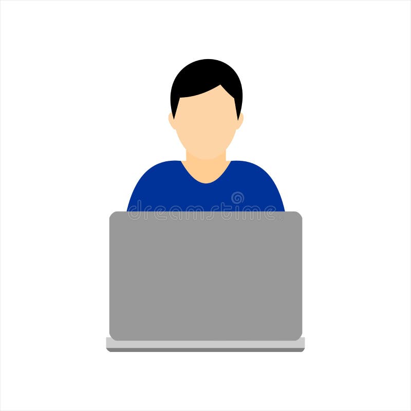 Icon of Man with Laptop Computer. Stock Vector - Illustration of smart ...