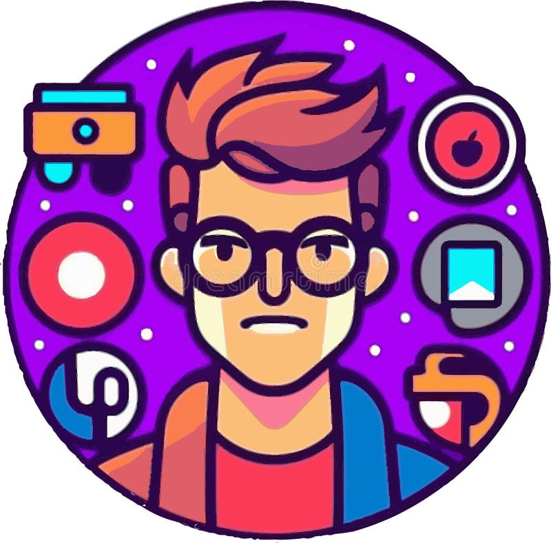 Icon with a Man in the Modern Information World Stock Vector ...