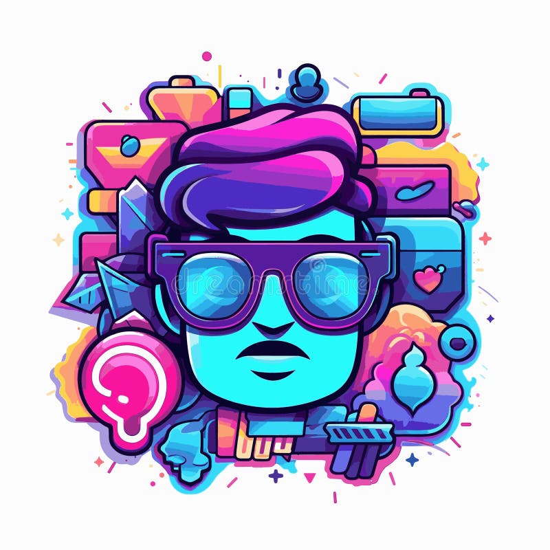 Icon with a Man in the Modern Information World Stock Vector ...