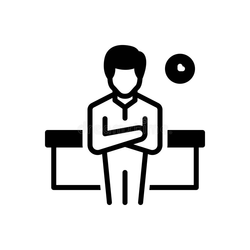 Black Solid Icon for Man, Person and Waiting Stock Vector ...