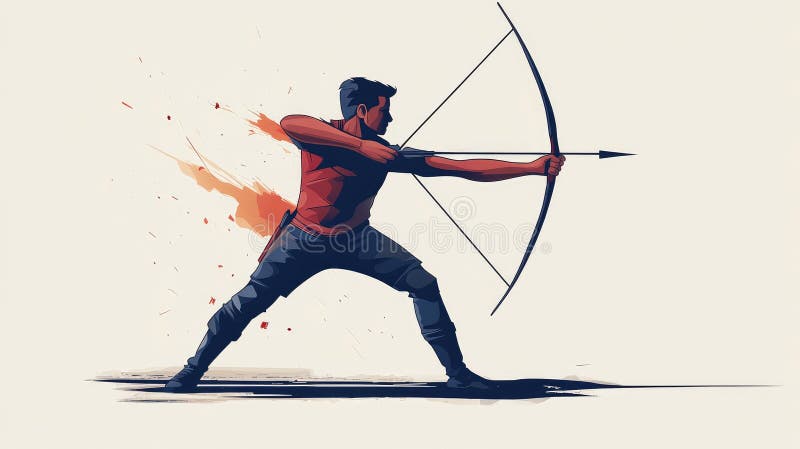Icon of Man Shooting Bow and Arrow Stock Illustration - Illustration of ...