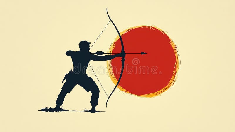 Icon of Man Shooting Bow and Arrow Stock Illustration - Illustration of ...