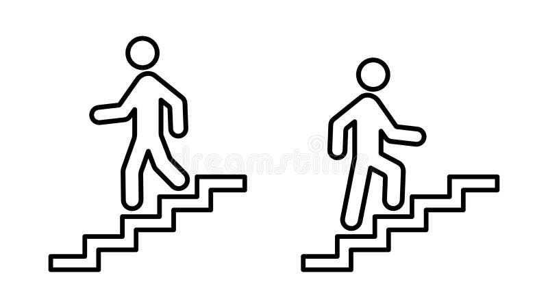 Icon of a Man on the Stairs Stock Vector - Illustration of exit ...
