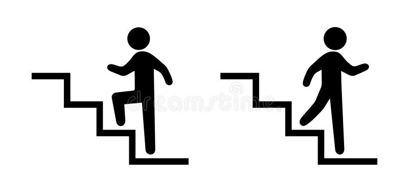 Icon of a Man on the Stairs Stock Vector - Illustration of sign ...