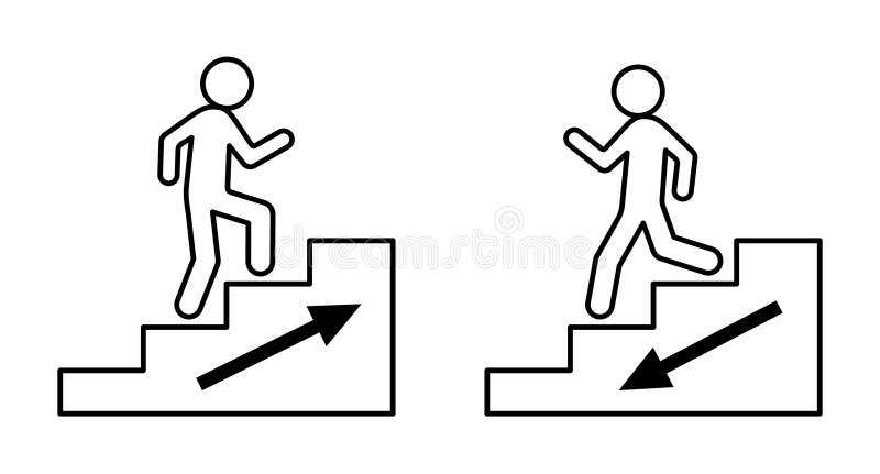 Icon of a Man on the Stairs Stock Vector - Illustration of vector ...