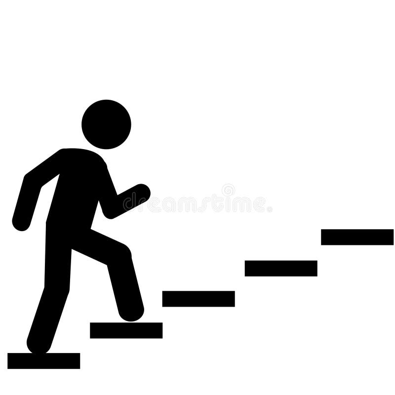 Icon of a Man Walk on the Stairs Stock Illustration - Illustration of ...