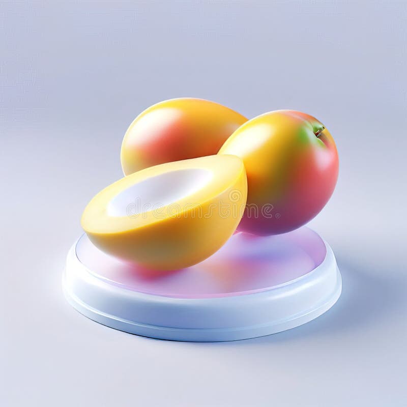 Icon of Mango, Glossy Glass Style Illustration Stock Illustration ...