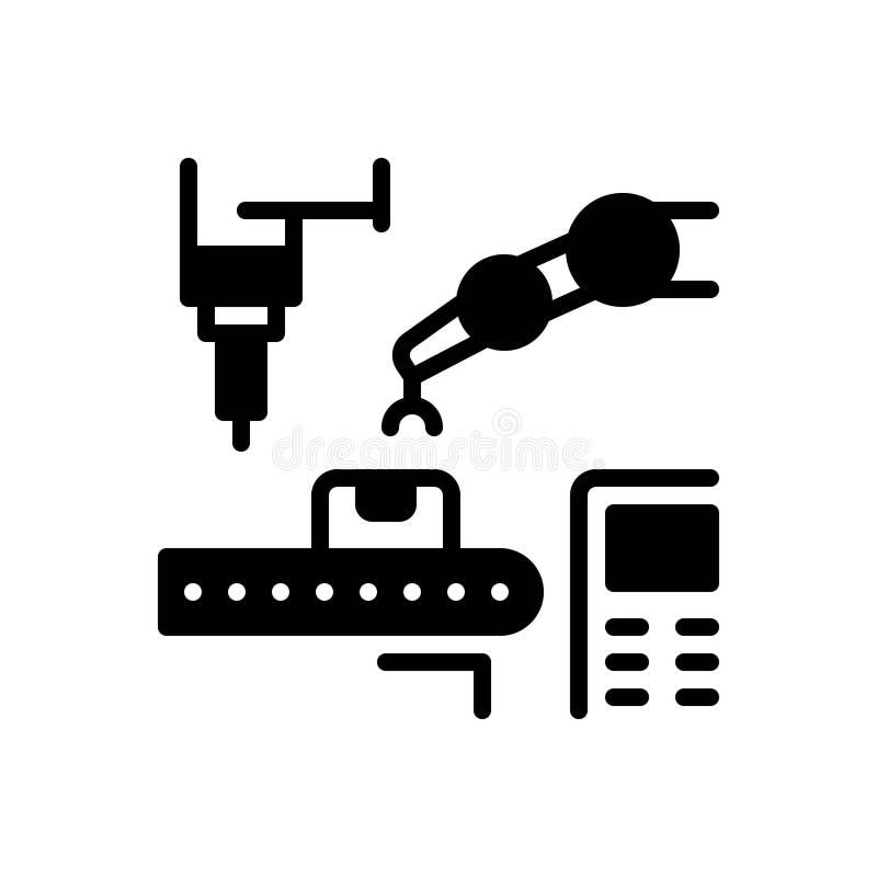 Black Solid Icon for Manufacturing, Production and Factory Stock Vector ...