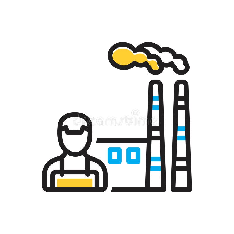 Multi Color Icon for Manufacturing, Smoke and Factory Stock ...