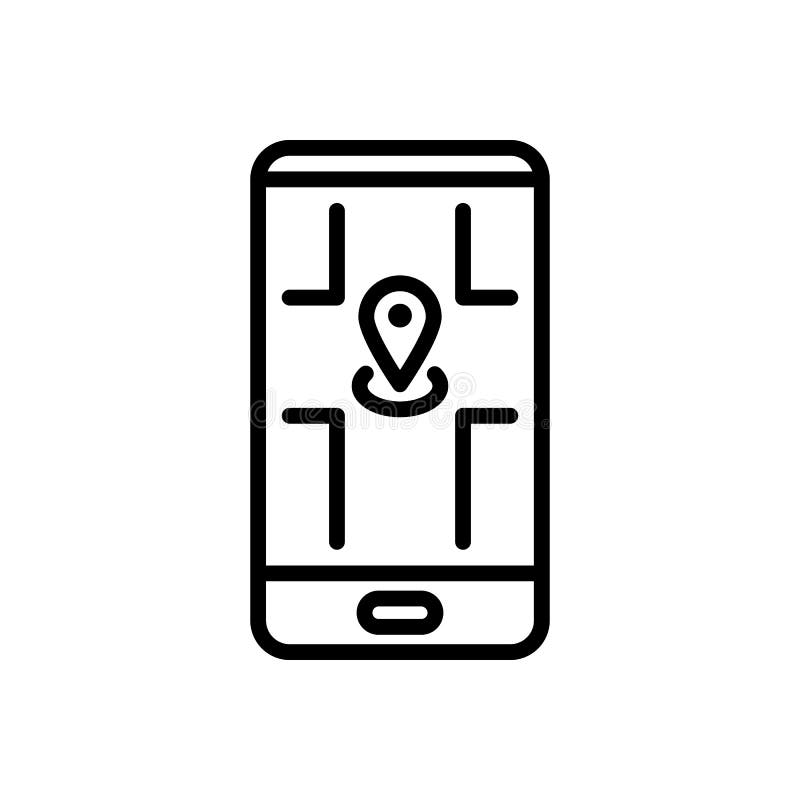 Icon Map, Label, Location on Mobile Phone Screen. the End Point, Route ...