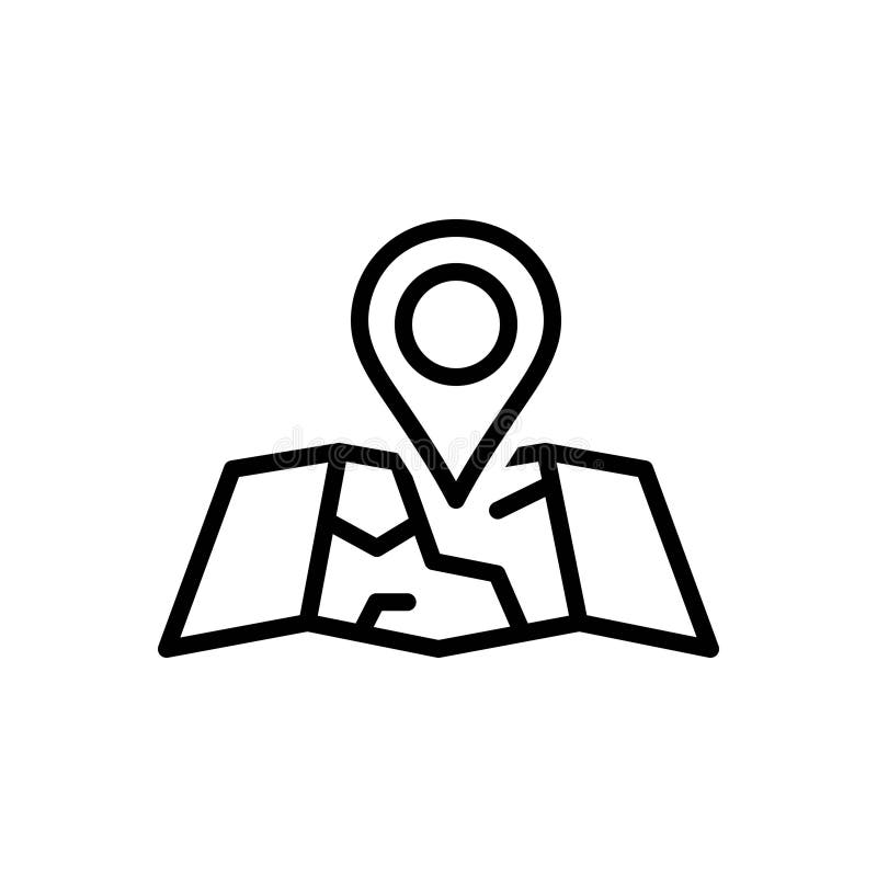 Black Line Icon for Map, Location and Landmark Stock Illustration ...