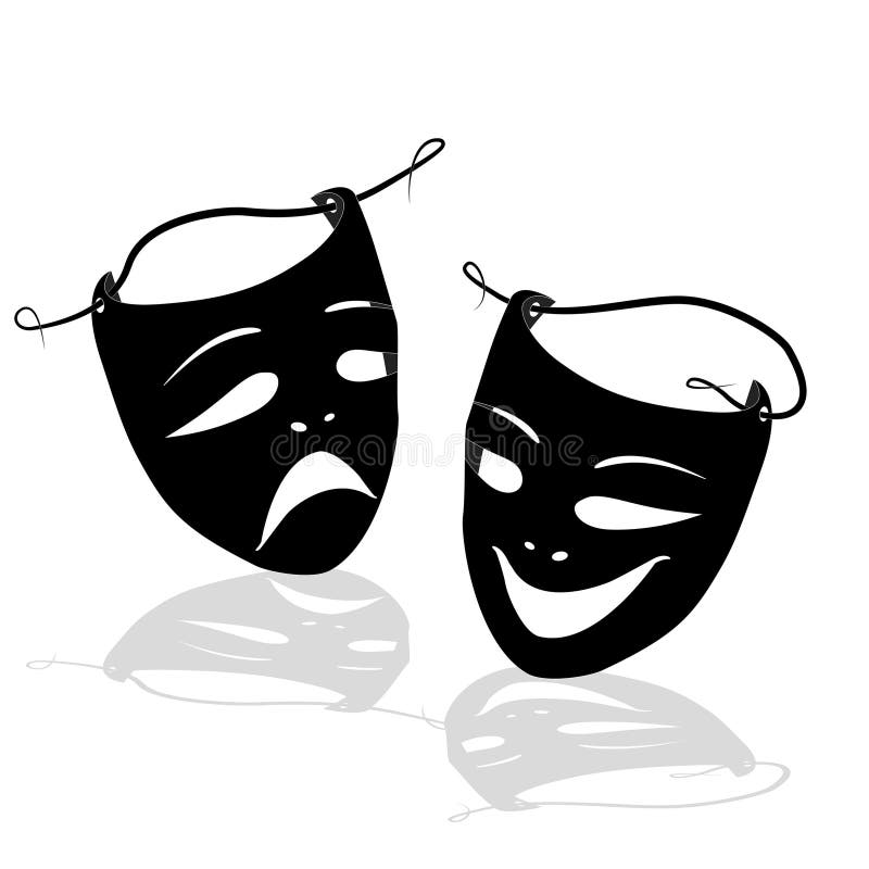Icon Mask Vector Black and White Theater Comedy and Tragedy Mafia Game ...